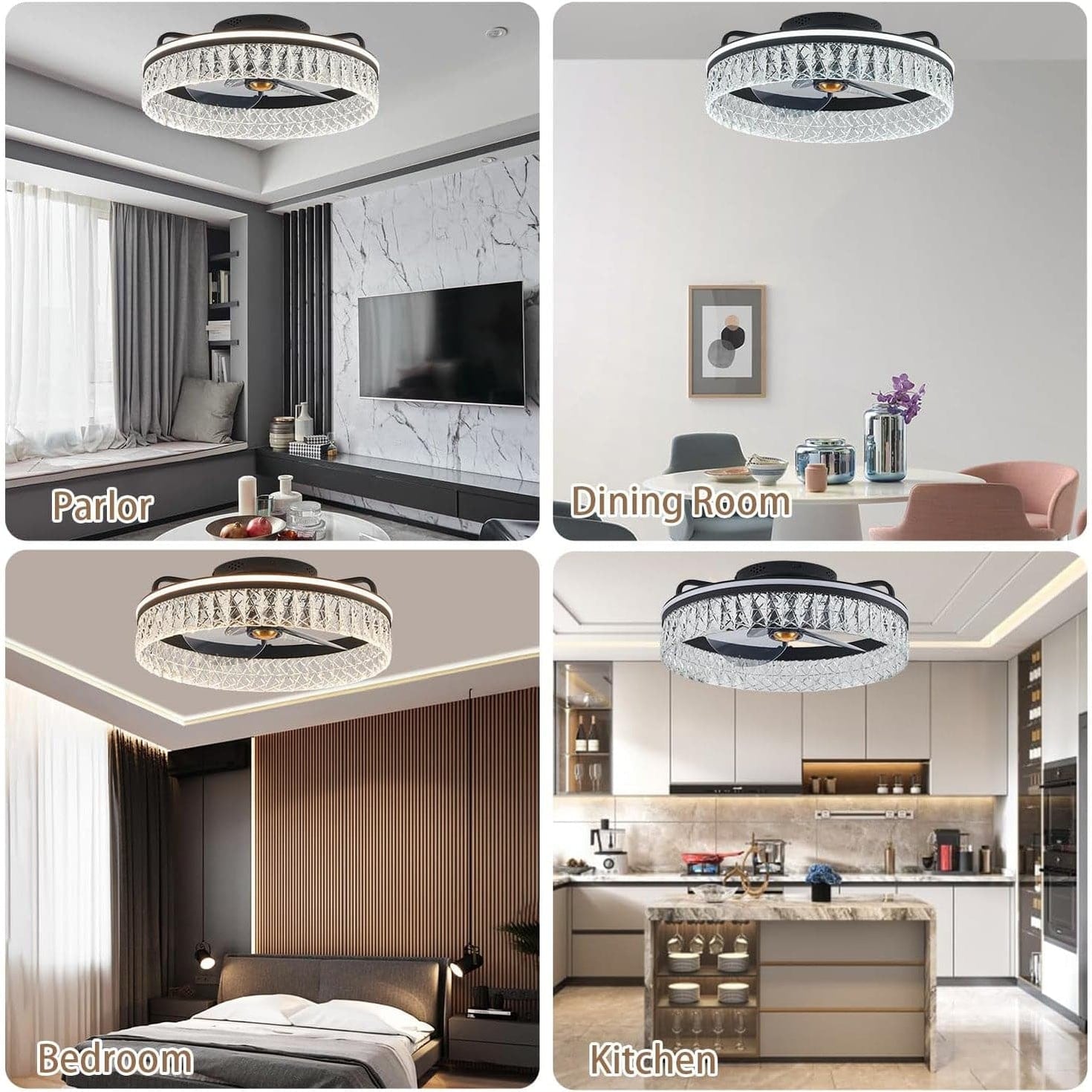 20 in. LED Dimmable Bladeless Ceiling Fan with Light and Remote Contro — ErisView