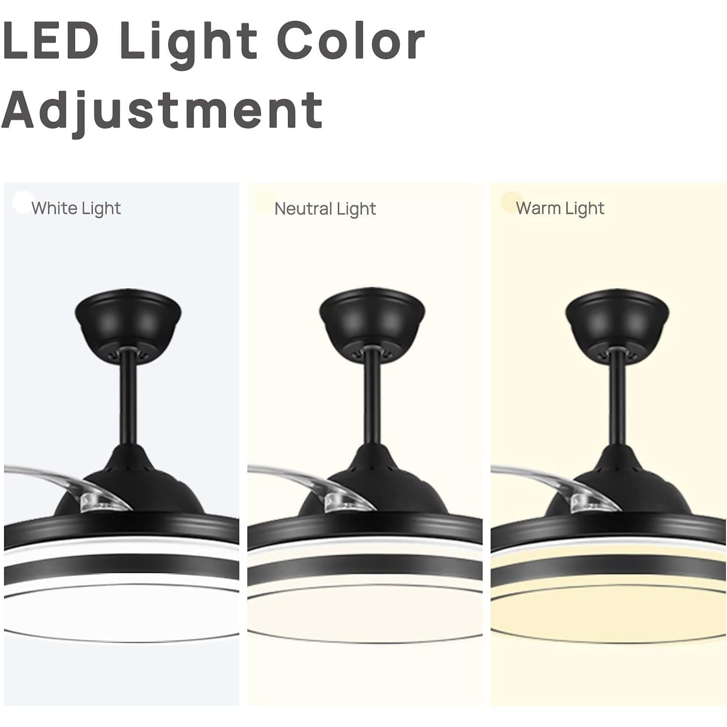 42 in. Black Retractable Ceiling Fan with Light and Remote Control for ...