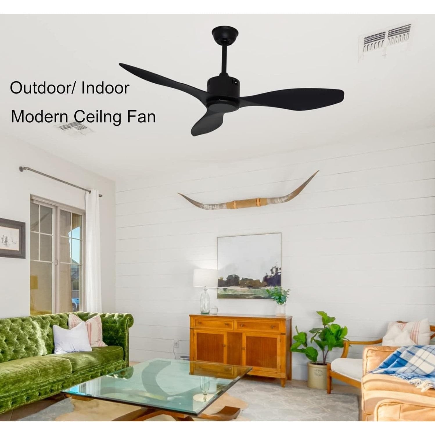 48 in. Ceiling Fan NO Light, Indoor Outdoor Reversible DC Ceiling Fan ...