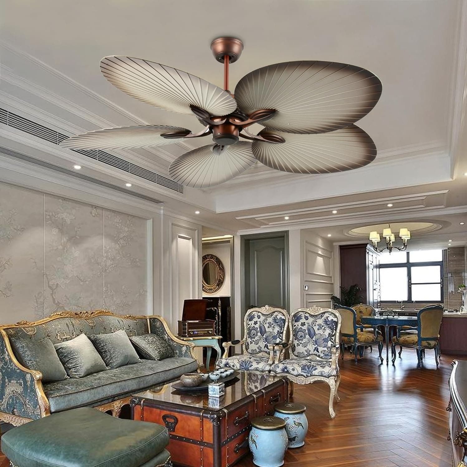 52 in. Tropical Ceiling Fans without Lights, Palm Leaf Ceiling Fan wit ...