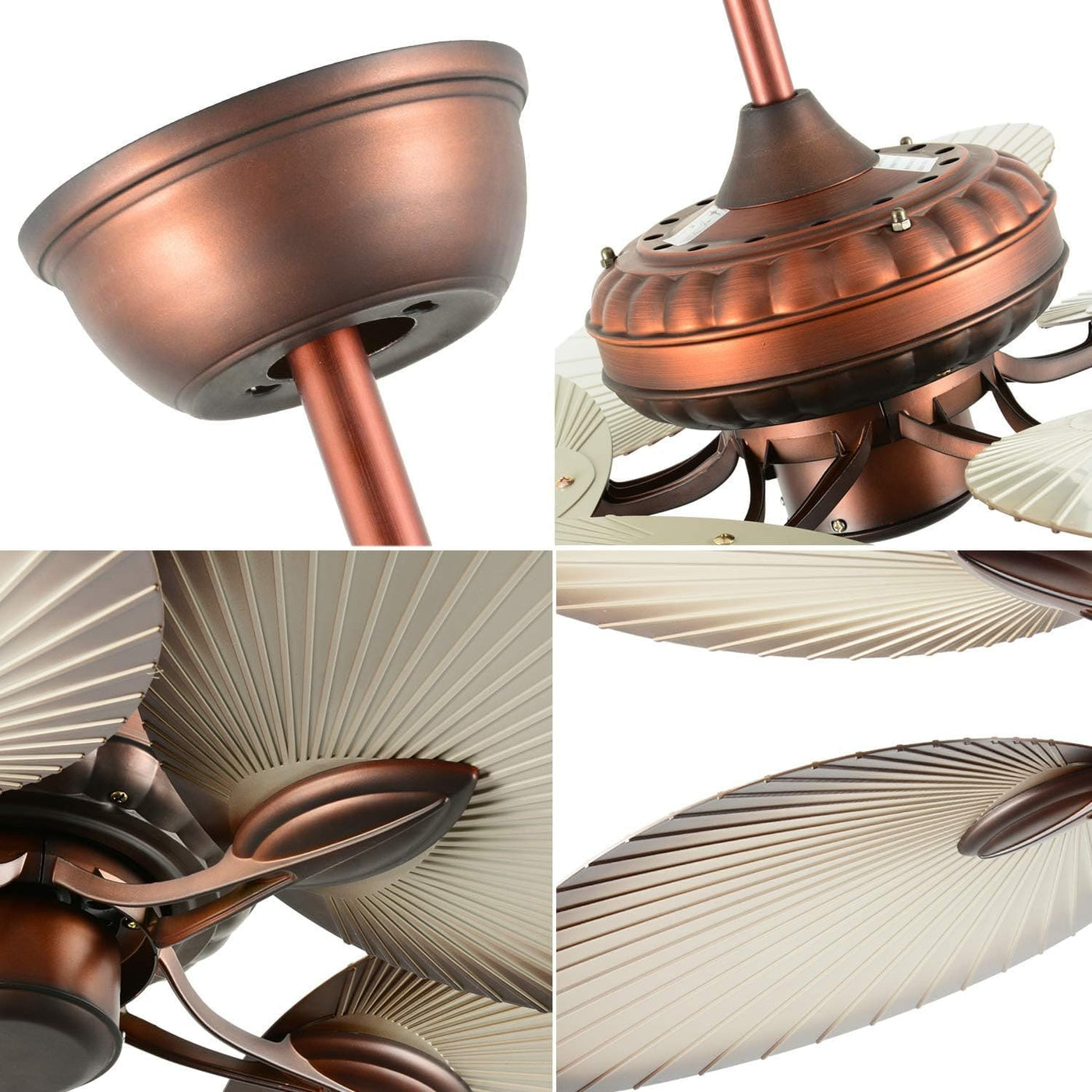 52 in. Tropical Ceiling Fans without Lights, Palm Leaf Ceiling Fan wit ...