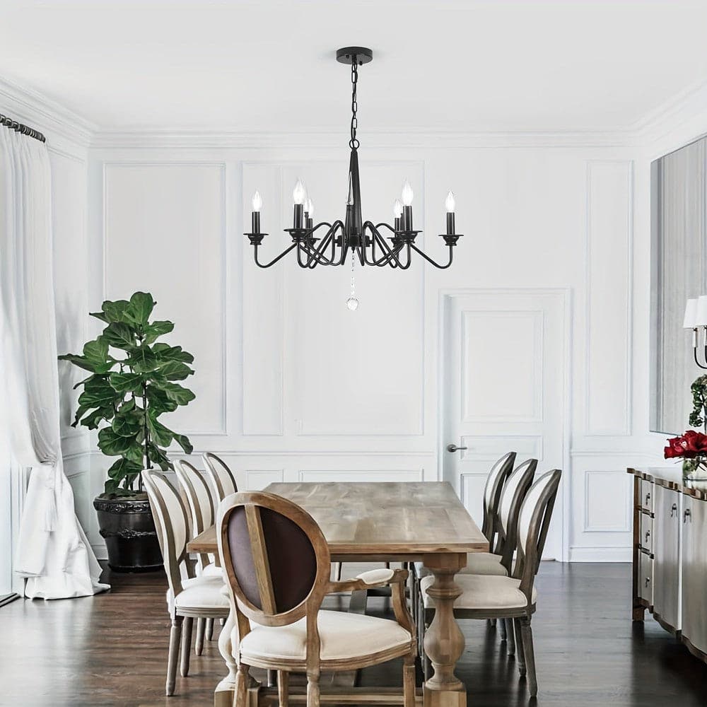 6-Light Classic Black Hanging Pendant Light, Modern Farmhouse Vintage — ErisView