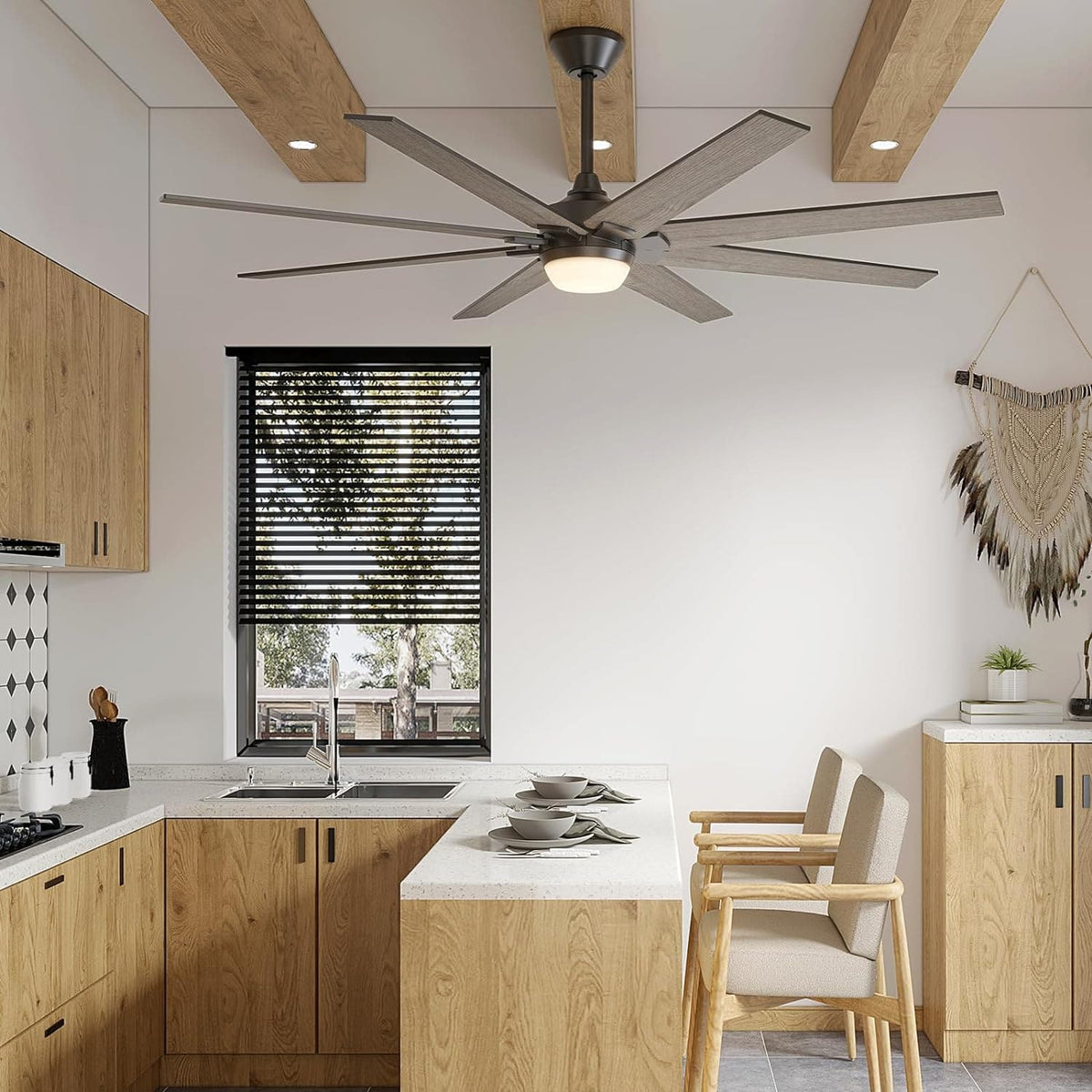 72 in. Large Contemporary Ceiling Fan with Frosted Glass, Remote Contr — ErisView