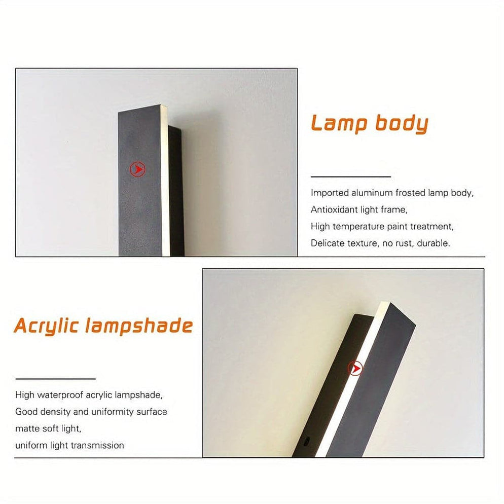 Exterior LED Wall Light Sconce, Modern Black LED Line Strip Wall Light ...
