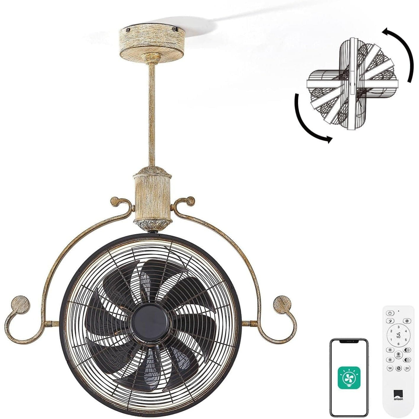 Garage Ceiling Fan with Remote, Farmhouse Ceiling Fan with LED Light f ...
