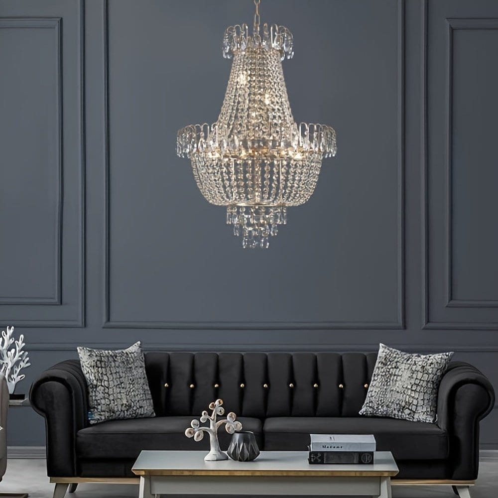 Modern Crystal Chandelier, 4-Light Empire Hanging Ceiling Light Fixtur — ErisView