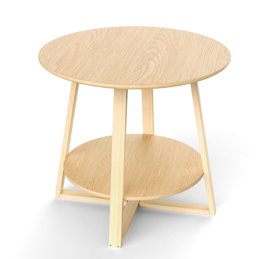 Scandinavian Style Oak Wood 2-Tier Round Side Table — ErisView