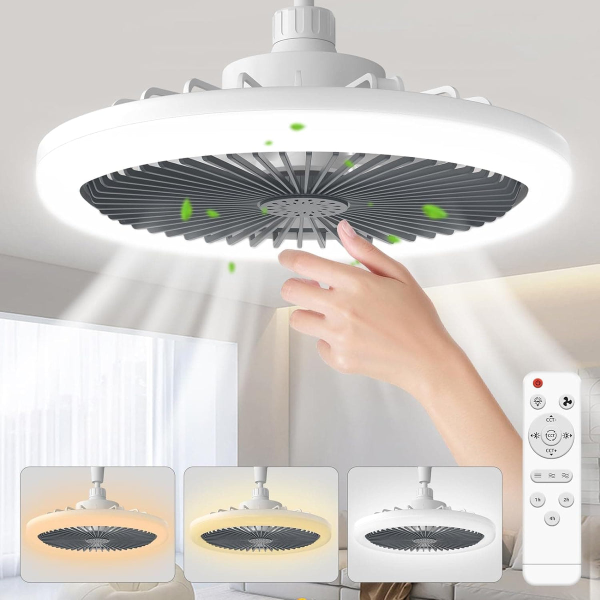 Socket Ceiling Fan with Light, Small Enclosed Ceiling Fan with Light a ...